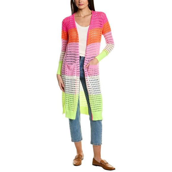 WISPR | Sweaters | Wispr Pointelle Stripe Silkblend Maxi Cardigan ...